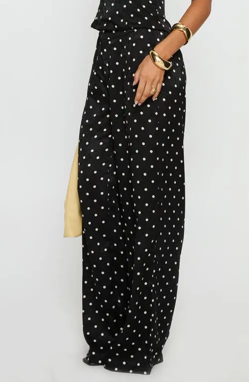 Princess Polly Polka Dot Strapless Top & Wide Leg Pants Set - Black Polka