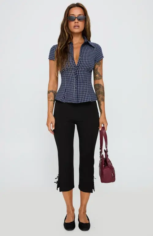 Princess Polly Cottesloe Check Button-up Shirt - Navy Check