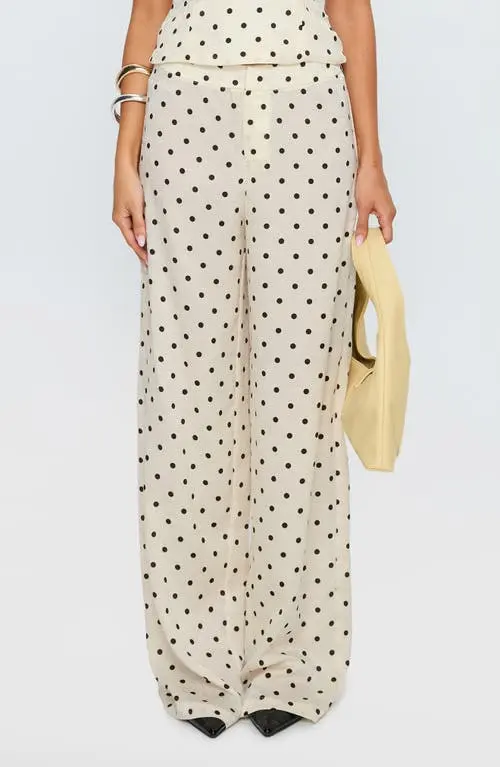 Princess Polly Polka Dot Strapless Top & Wide Leg Pants Set - Cream Polka