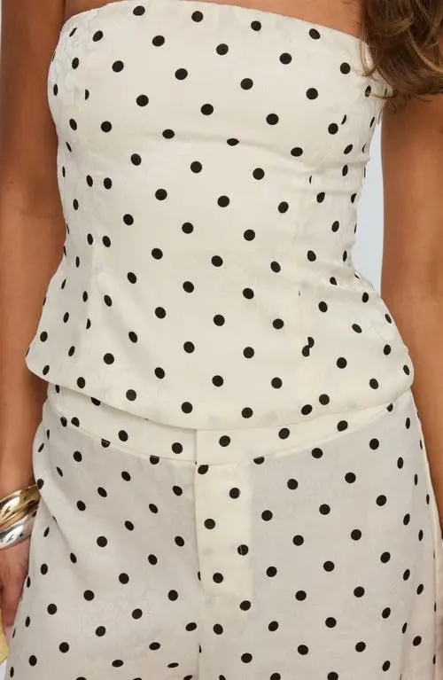 Princess Polly Polka Dot Strapless Top & Wide Leg Pants Set - Cream Polka