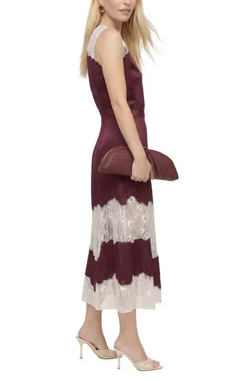 LILY AND LIONEL Selma Lace Insert Maxi Dress - Burgundy