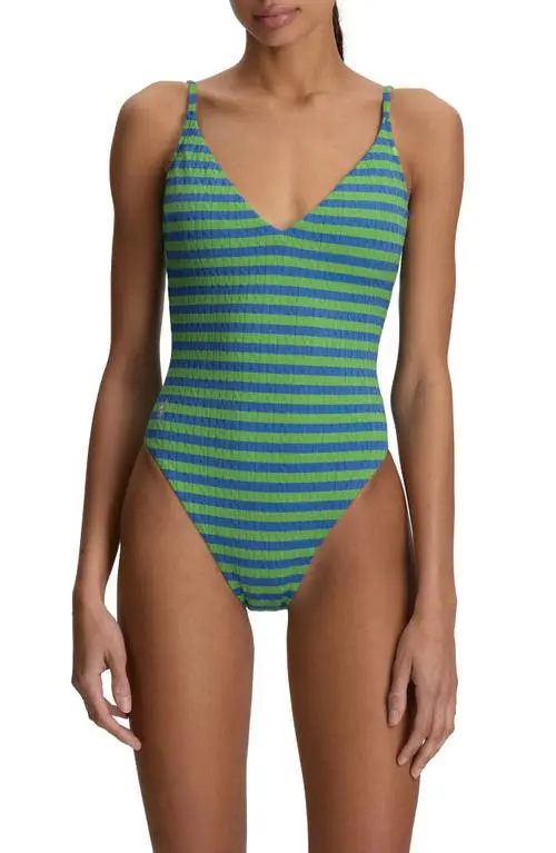 Polo Ralph Lauren Stripe Jacquard One-piece Swimsuit - Riviera Green Colby