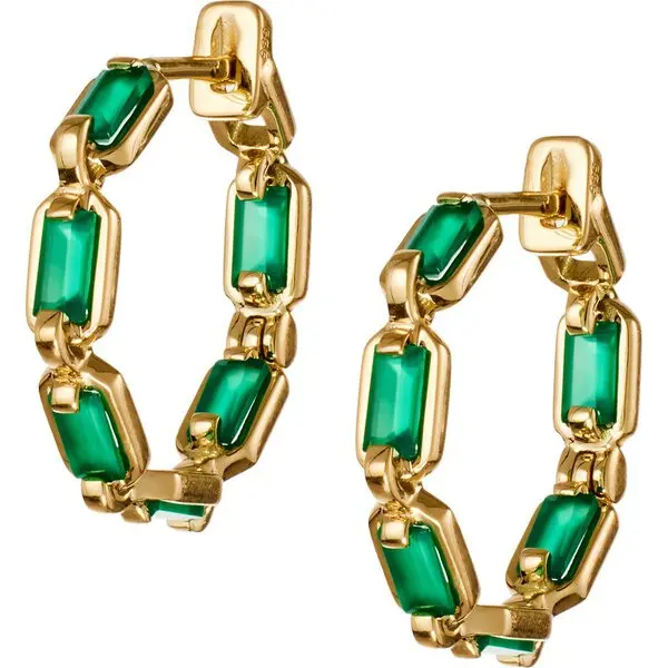 LITO FINE JEWELRY Generosity Agate Hoop Earrings - Green