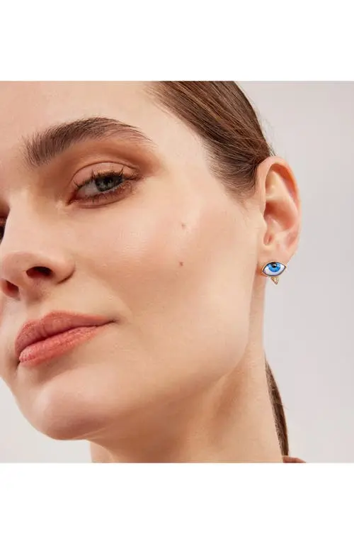 LITO FINE JEWELRY Single Stud Earring With Diamond And Enamel - Blue