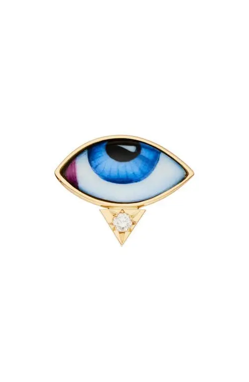 LITO FINE JEWELRY Single Stud Earring With Diamond And Enamel - Blue