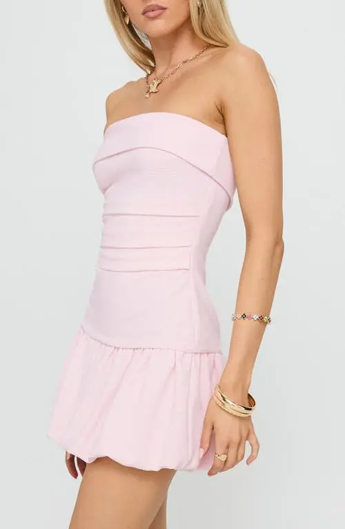 Princess Polly Strapless Bubble Hem Mini Dress - Pink