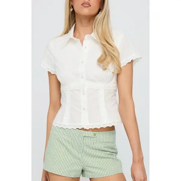 Princess Polly Eyelet Short Sleeve Shirt