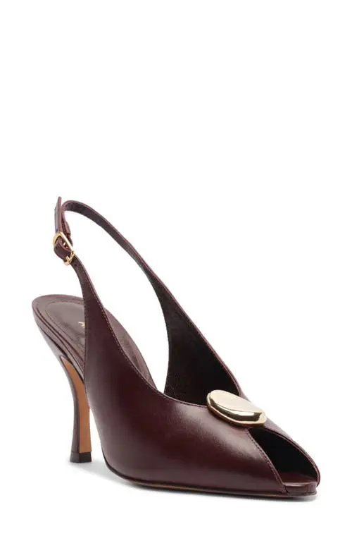 AREZZO Olivia Peep-toe Slingback Pumps - Dark Bordo