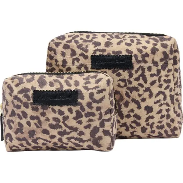 LILY AND LIONEL Linen Print Wash Bag - Brown