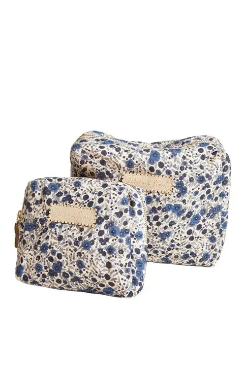 LILY AND LIONEL Linen Print Wash Bag - Navy