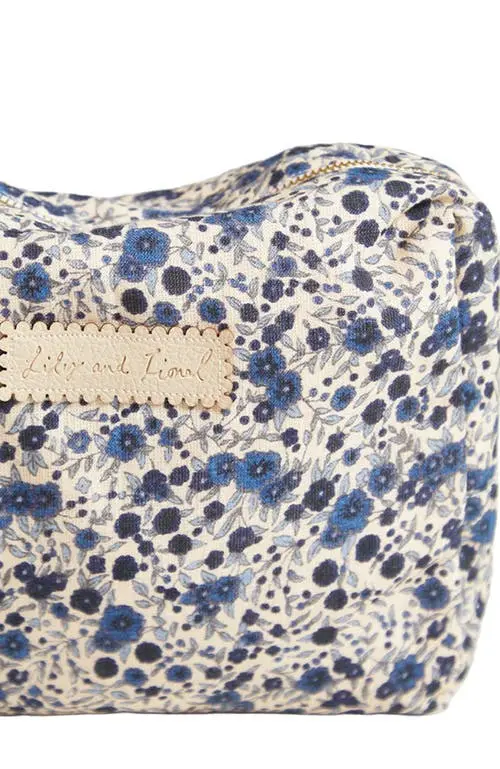 LILY AND LIONEL Linen Print Wash Bag - Navy