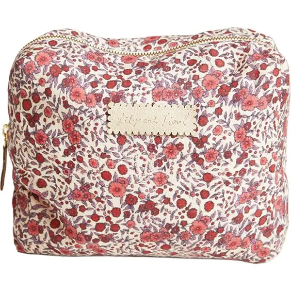 LILY AND LIONEL Linen Print Wash Bag - Pink