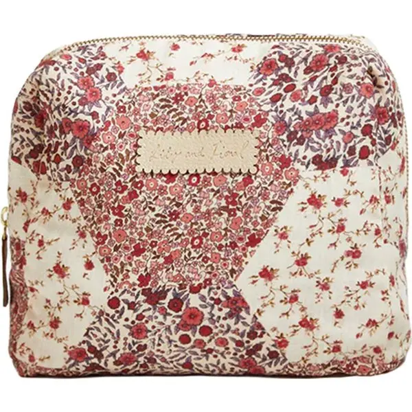LILY AND LIONEL Linen Print Wash Bag - Red