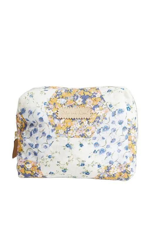 LILY AND LIONEL Printed Cosmetic Bag - Light Blue