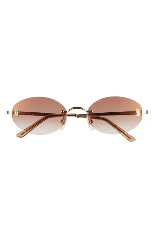 CARTIER 55mm Rimless Oval Sunglasses - Gold