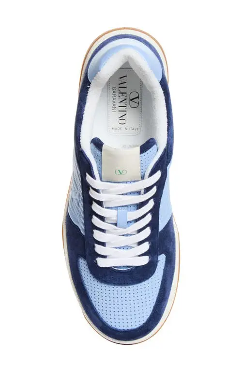 Valentino Garavani Sparity Low Top Sneakers - Popeline Blue Multi