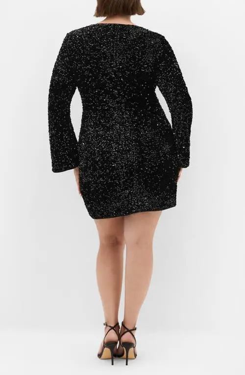 City Chic Paislee Sequin Long Sleeve Dress