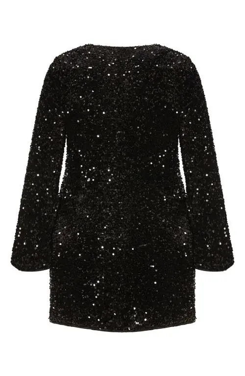 City Chic Paislee Sequin Long Sleeve Dress