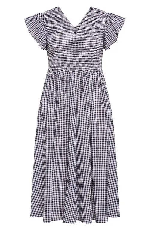 City Chic Laureli Gingham Flutter Sleeve Midi Dress