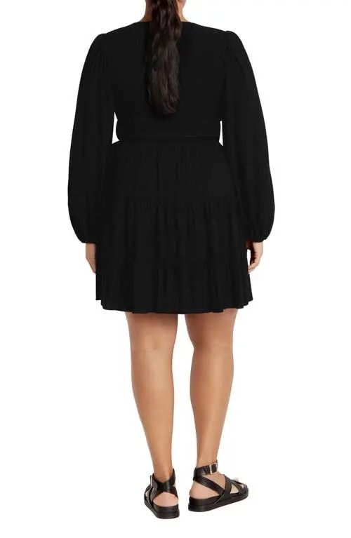 City Chic Balloon Sleeve Minidress - Black