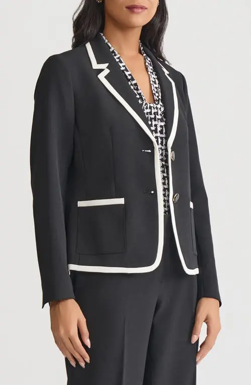 KASPER Contrast Trim Single Breasted Blazer