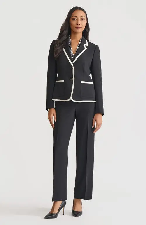 KASPER Contrast Trim Single Breasted Blazer