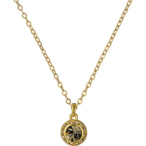 Ted Baker London Soltell Solitaire Crystal Pendant Necklace - Gold Tone/black Crystal