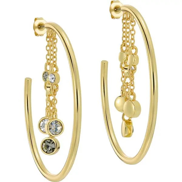 Ted Baker London Cassidy Cascade Hoop Earrings - Gold Tone/black Crystal