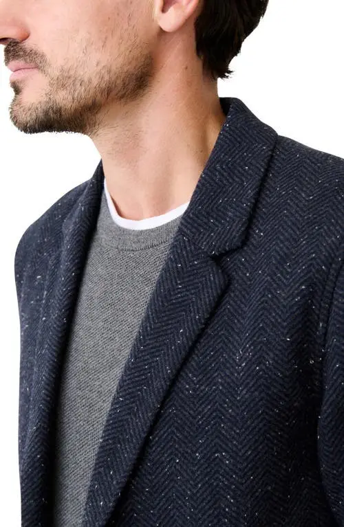 Marine Layer Pacifica Neppy Navy Stretch Herringbone Blazer