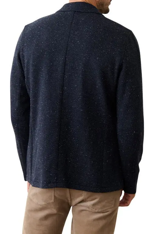 Marine Layer Pacifica Neppy Navy Stretch Herringbone Blazer