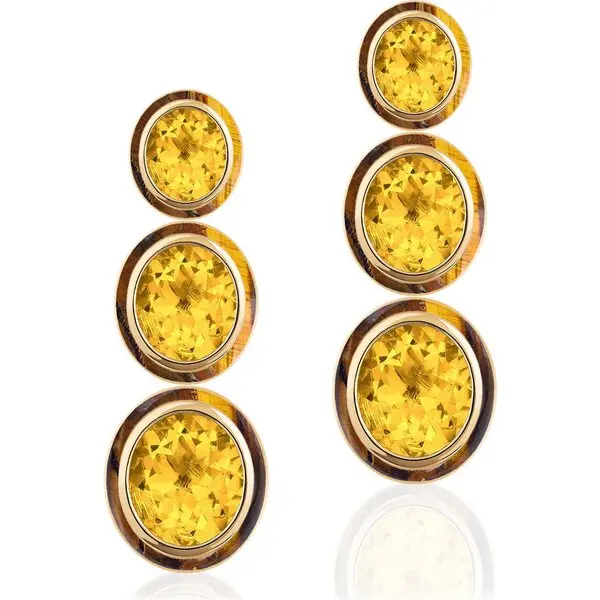 Goshwara Melange 3-tier Drop Earrings - Yellow