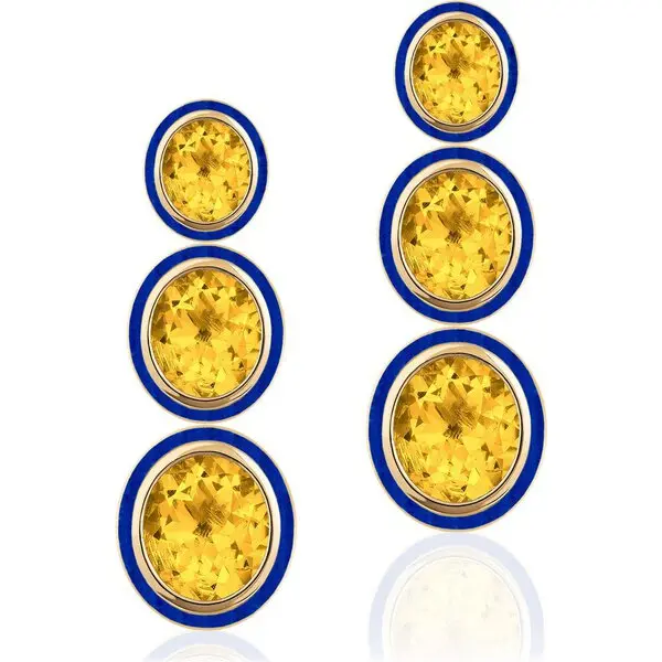 Goshwara Melange 3-tier Drop Earrings - Yellow