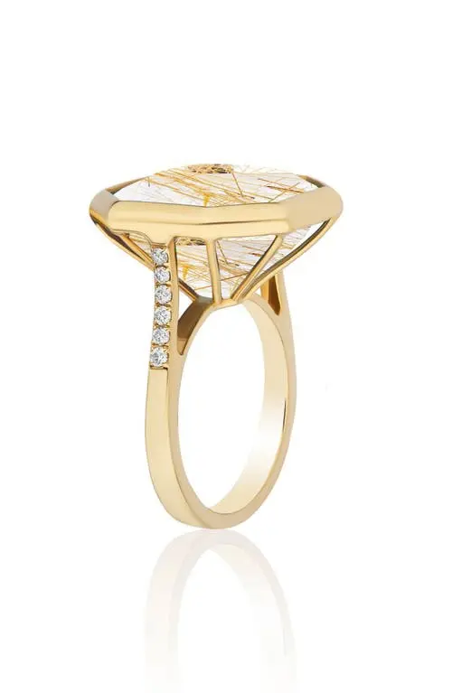 Goshwara Octagon Cut Stone & Pavé Diamond Ring - Clear