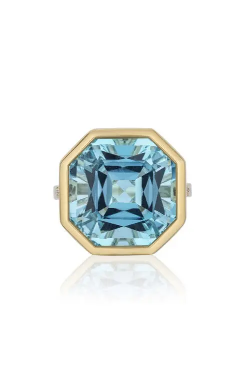 Goshwara Octagon Cut Stone & Pavé Diamond Ring - Pale Blue