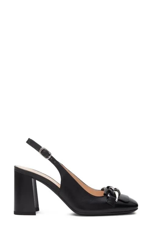 NEROGIARDINI Chain Detail Slingback Block Heel Pumps - Black