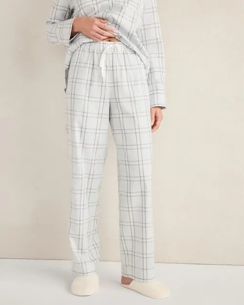HAVEN WELL WITHIN Lightweight Flannel Windowpane Pajama Pants - Glacier Frost Windowpane