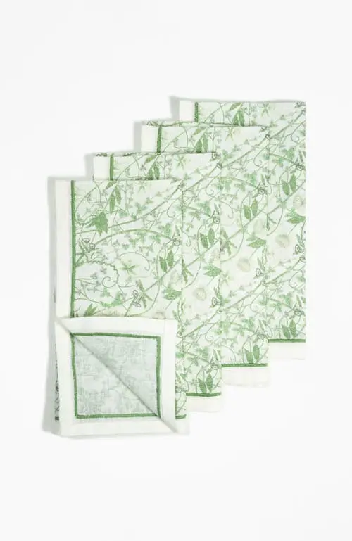 BOND & GRACE Inner Garden Society Dinner Napkinsset Of Four - Green