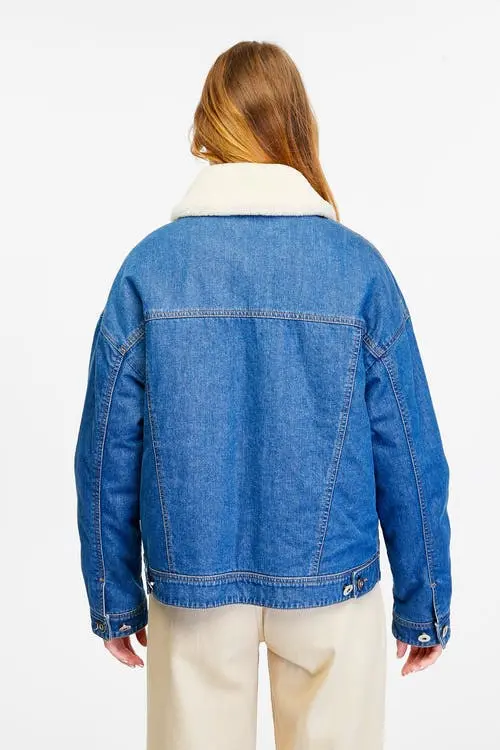 FURNIQ UK Shearling Lined Denim Jacket