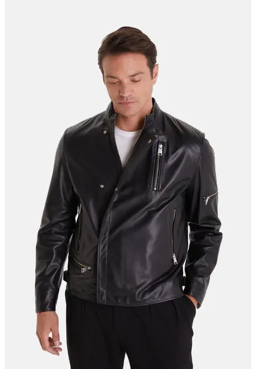 FURNIQ UK Leather Biker Jacket