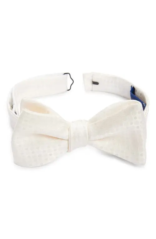 David Donahue Jacquard Silk Bow Tie - White