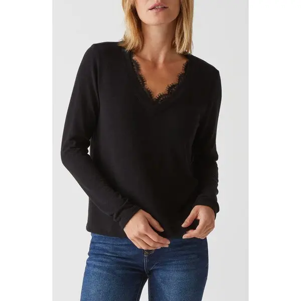 Michael Stars Bebe Lace Trim Relaxed Top