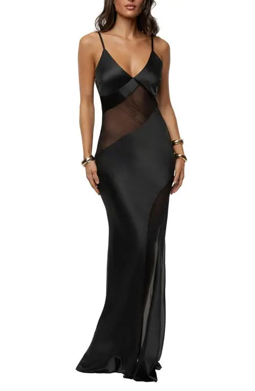 JLUXLABEL Lust Mesh & Satin Maxi Dress