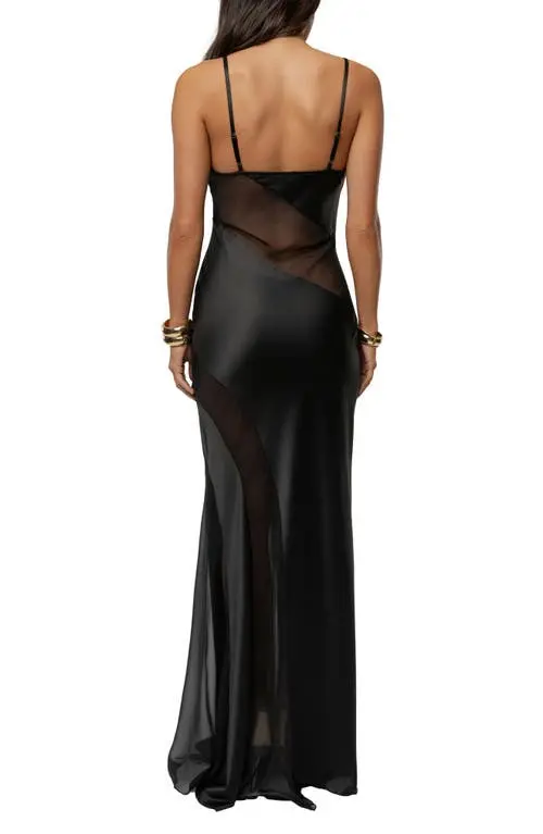JLUXLABEL Lust Mesh & Satin Maxi Dress