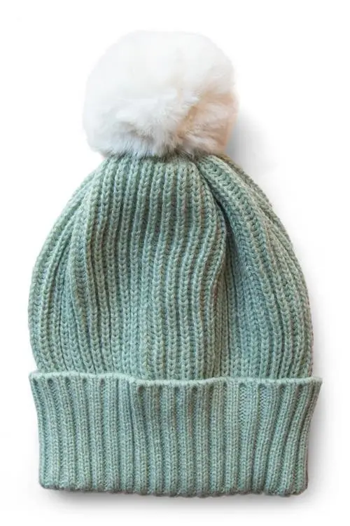 SUNSHINE STUDIOS Snow Bunny Pom Beanie - Mint