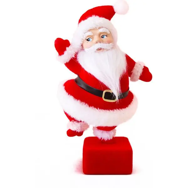 SUNSHINE STUDIOS Retro Flocked Dancing Santa Holiday Decor - Red