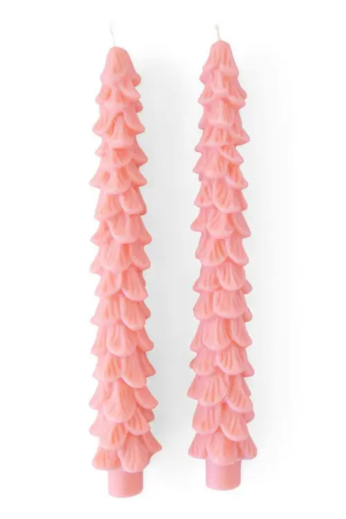 SUNSHINE STUDIOS Holiday Tree Taper Candles - Pink