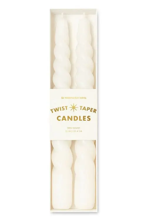 SUNSHINE STUDIOS Twist Taper Candles - Ivory