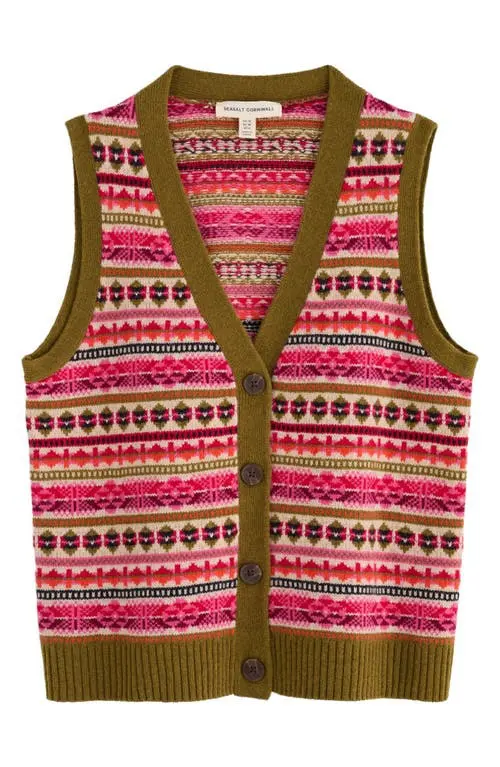 SEASALT CORNWALL Percella Cove Fair Isle Merino Wool-blend Vest - Knit Scillia Aran Multi