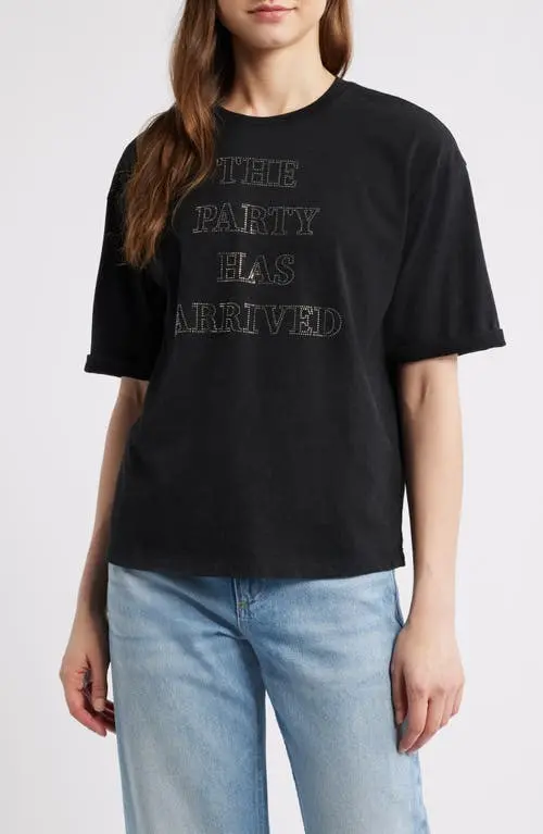 BOSS Evi Rhinestone Embellished Cotton Graphic T-shirt - Blk