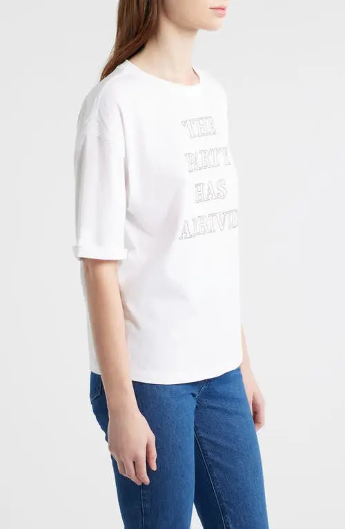 BOSS Evi Rhinestone Embellished Cotton Graphic T-shirt
